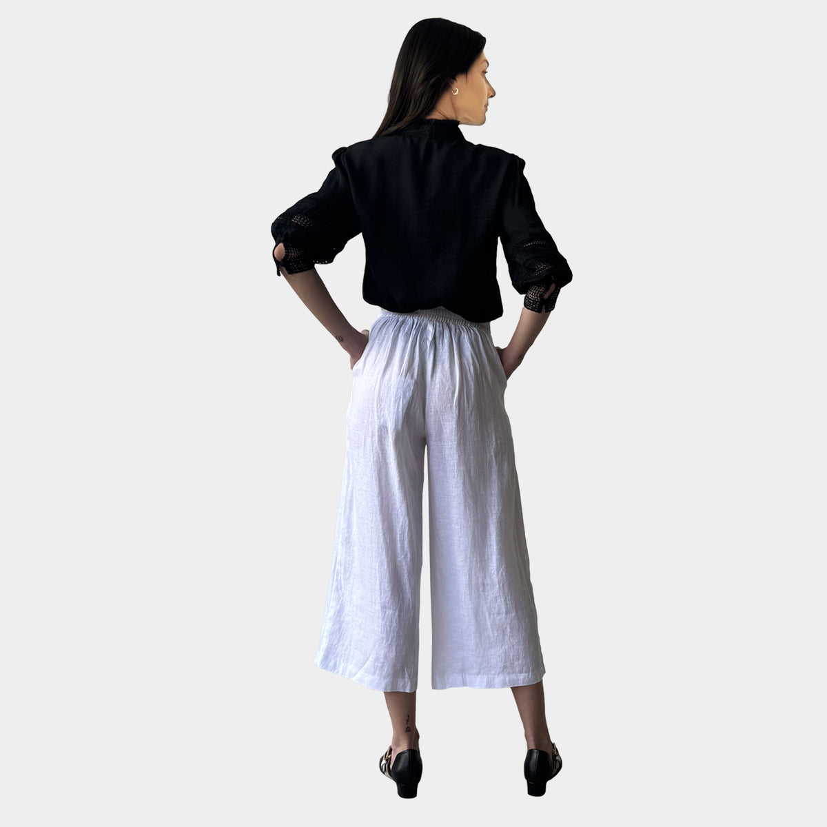 AM02377 100%LINEN CROPPED PANTS – Amyic