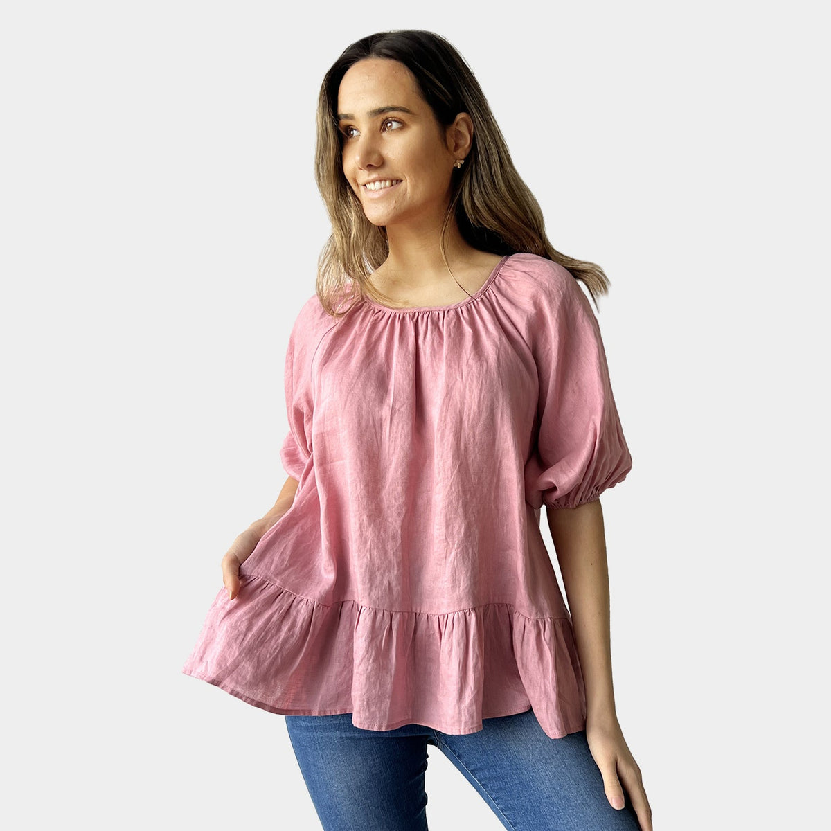AM02491 100%LINEN SIDE POCKET TOP – Amyic